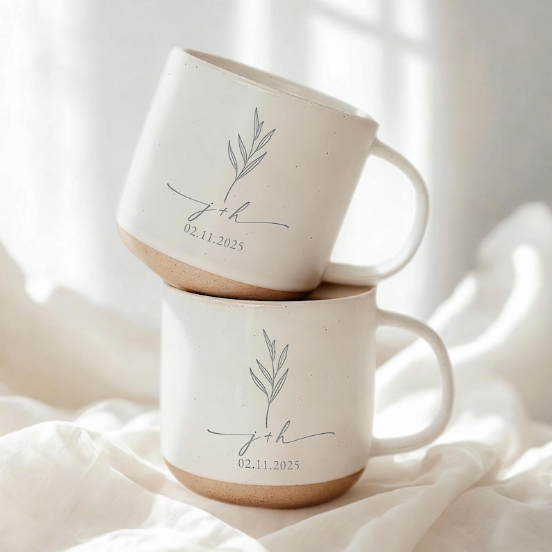 Personalised Engraved Engagement Pottery Mug, Custom Wedding Mugs ...