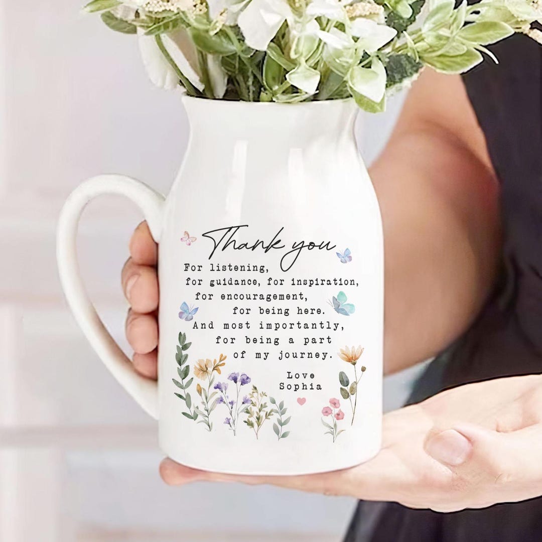 Personalised Thank You Flower Vase, Custom Thank You Gift, Appreciation ...