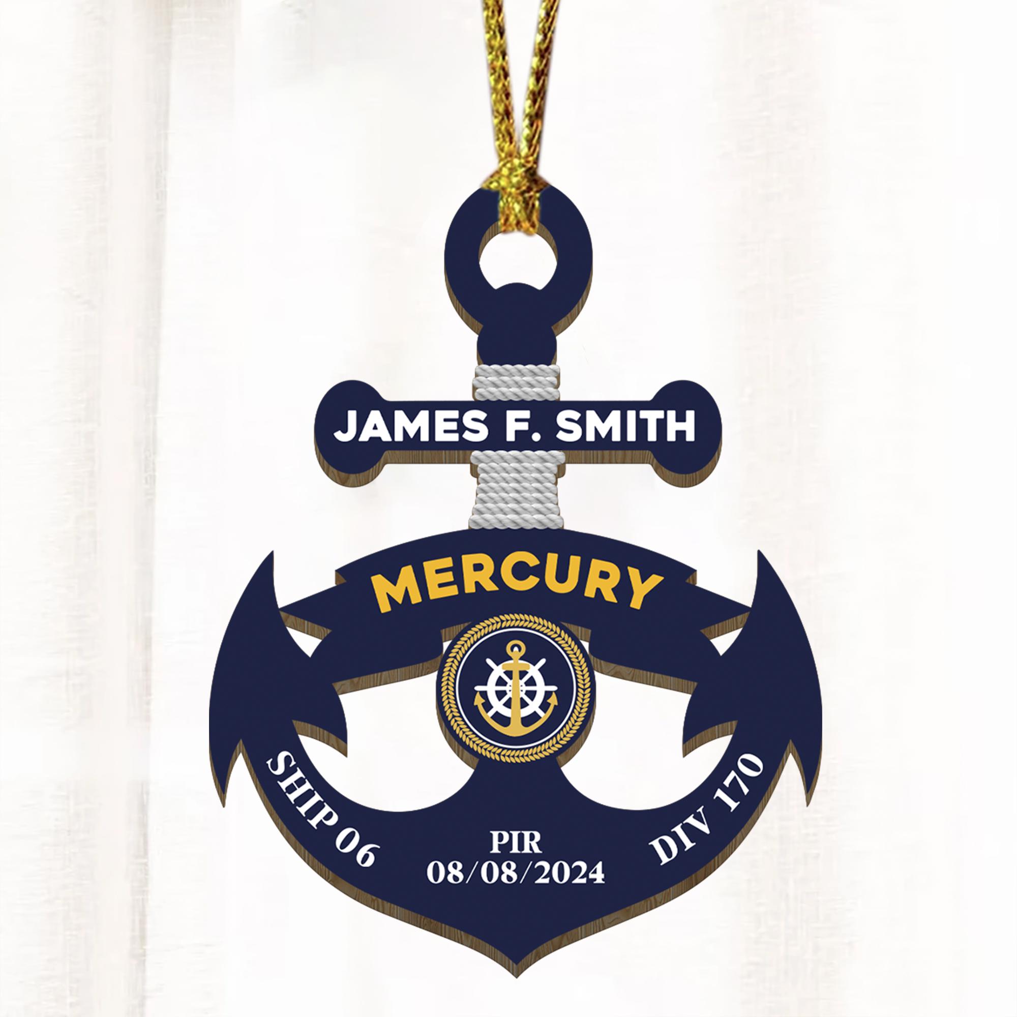 Personalized Navy Anchor Wood Ornament, PIR Graduation Anchor, Navy ...