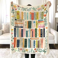 Personalized Floral Book Blanket, Custom Books & Name Library Gift for ...