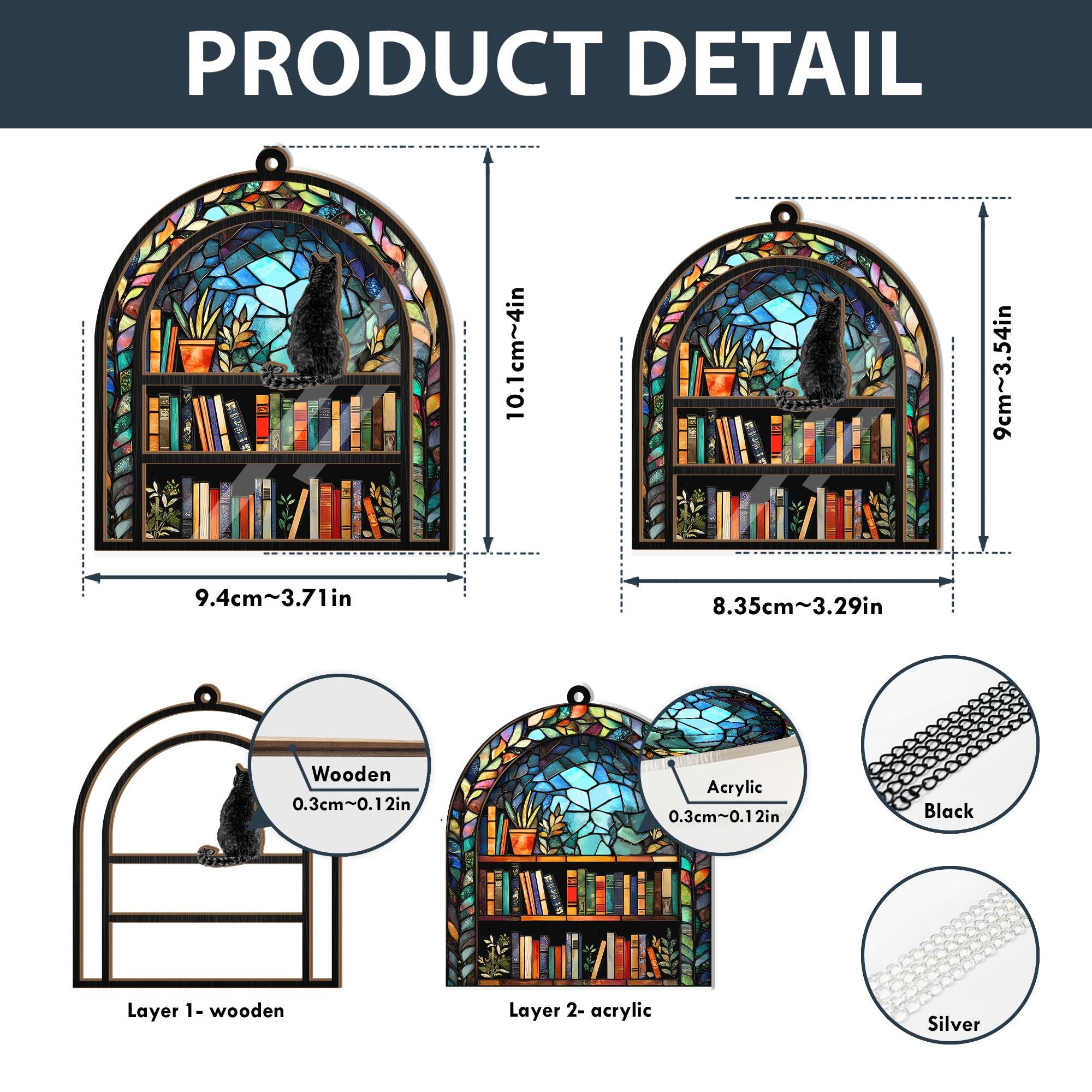 Personalized Cat Book Suncatcher Ornament, Custom Reading Cat Acrylic ...