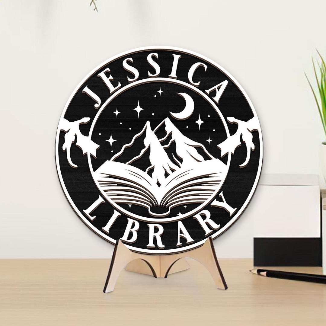 Personalized Library Sign, Custom Book Decor Color 3D Printed Bookish ...