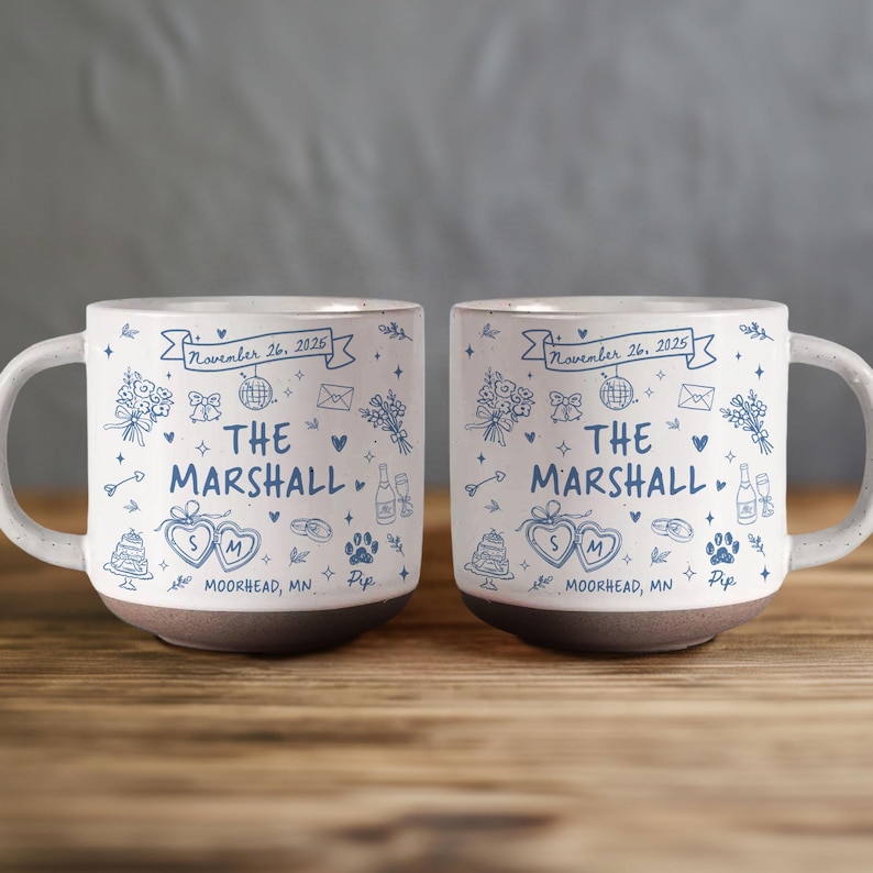 Personalized Bridal Mug With Names, Married Coffee Cup for Mr and Mrs ...