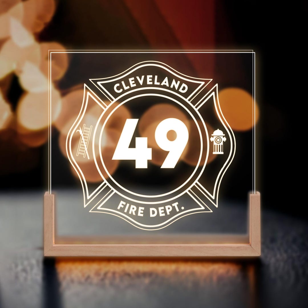 Personalized Firefighter Badge LED Night Light, Custom Number ...