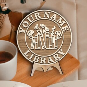 Personalized Library Sign Custom Book Decor Color 3D Printed Bookish ...