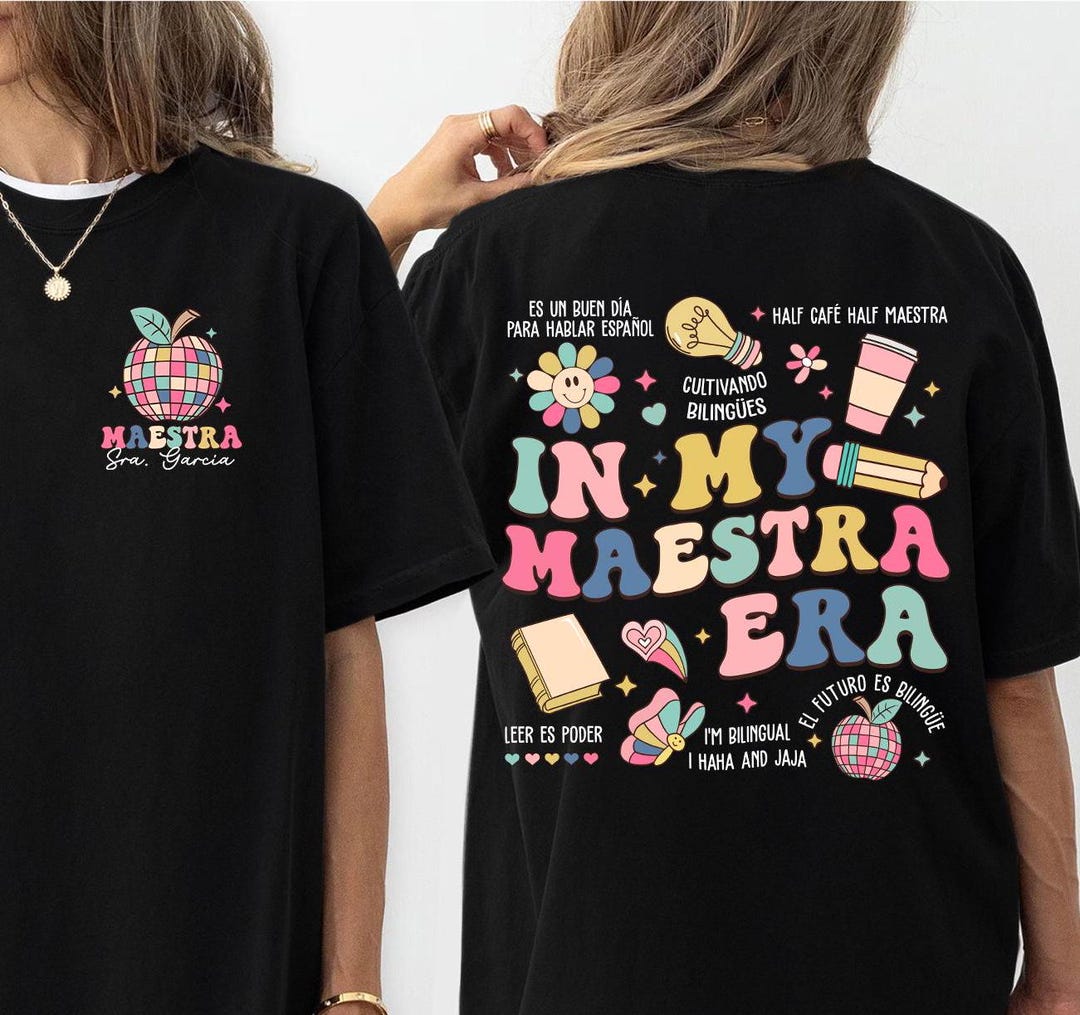 Custom Name Maestra Comfort Colors Shirt, in My Maestra Era Shirt ...