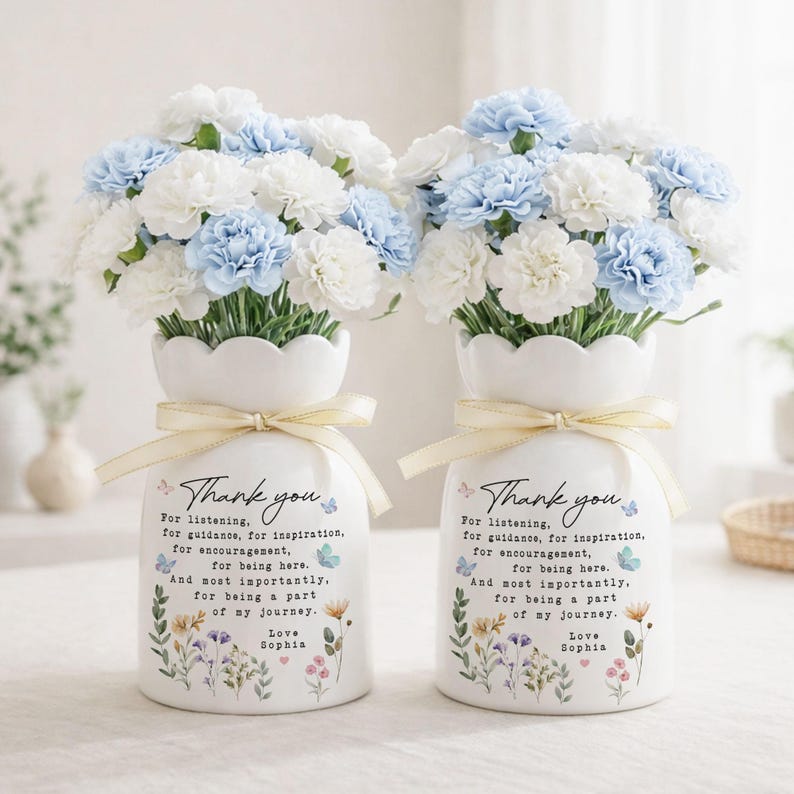 Personalised Thank You Flower Vase, Custom Thank You Gift, Appreciation ...