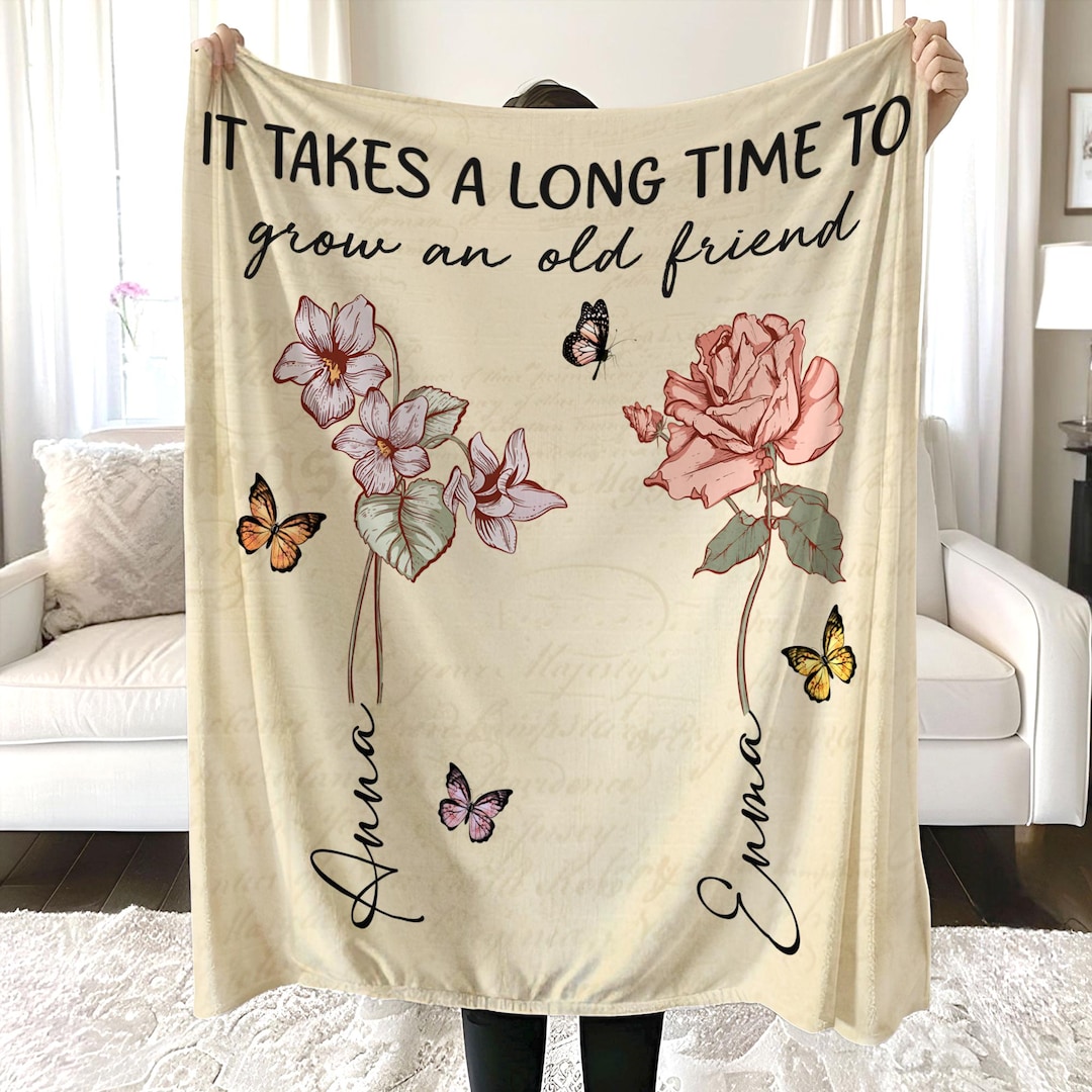Personalized Friendship Birth Month Flower Blanket, Custom Best Friend ...