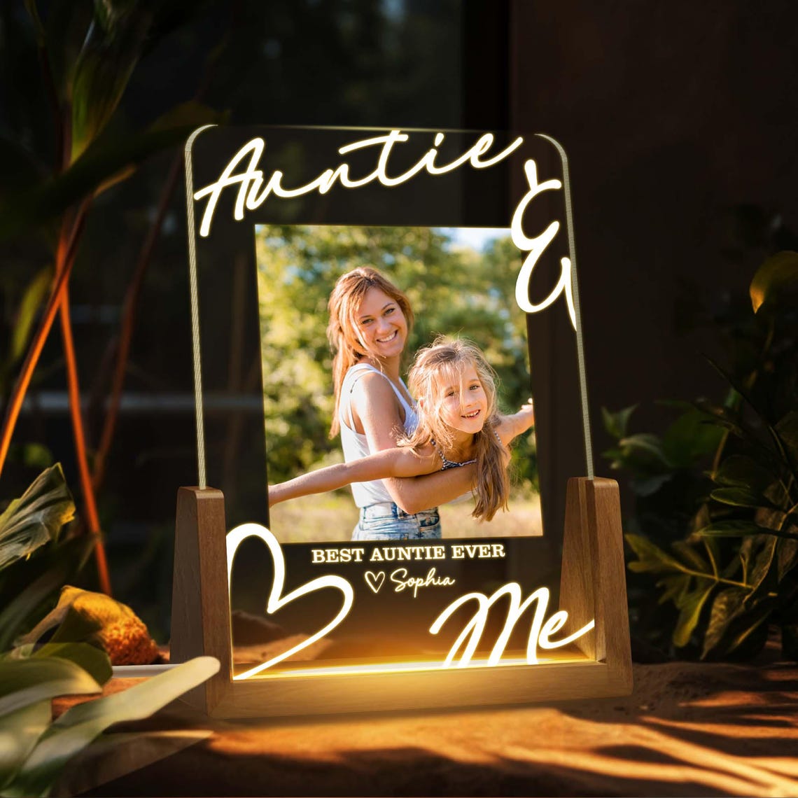 Personalized Auntie and Me LED Night Light, Custom Photo Aunt Daughter ...