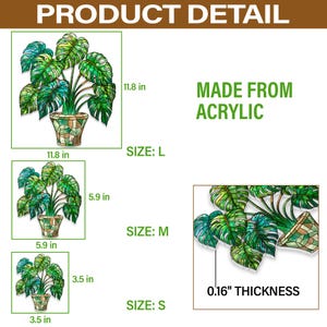 Monstera Leaves Acrylic Window Hanging, Monstera Leaves Window Decor ...