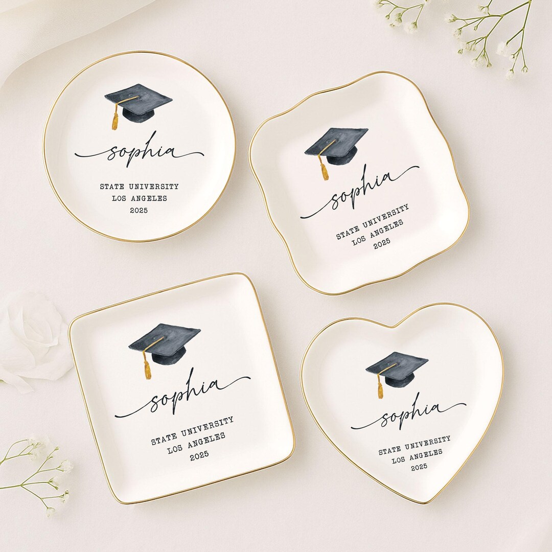 Personalized Graduation Ring Dish, Custom Grad Jewelry Dish, Class of ...