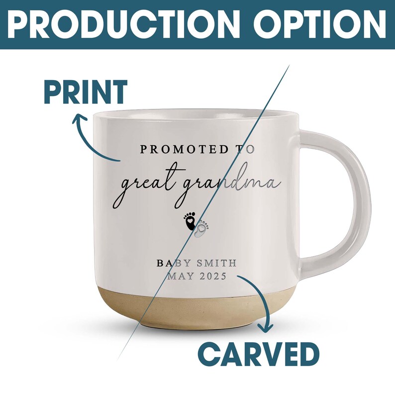 Personalized Promoted to Great Grandma Pottery Mug, Pregnancy ...