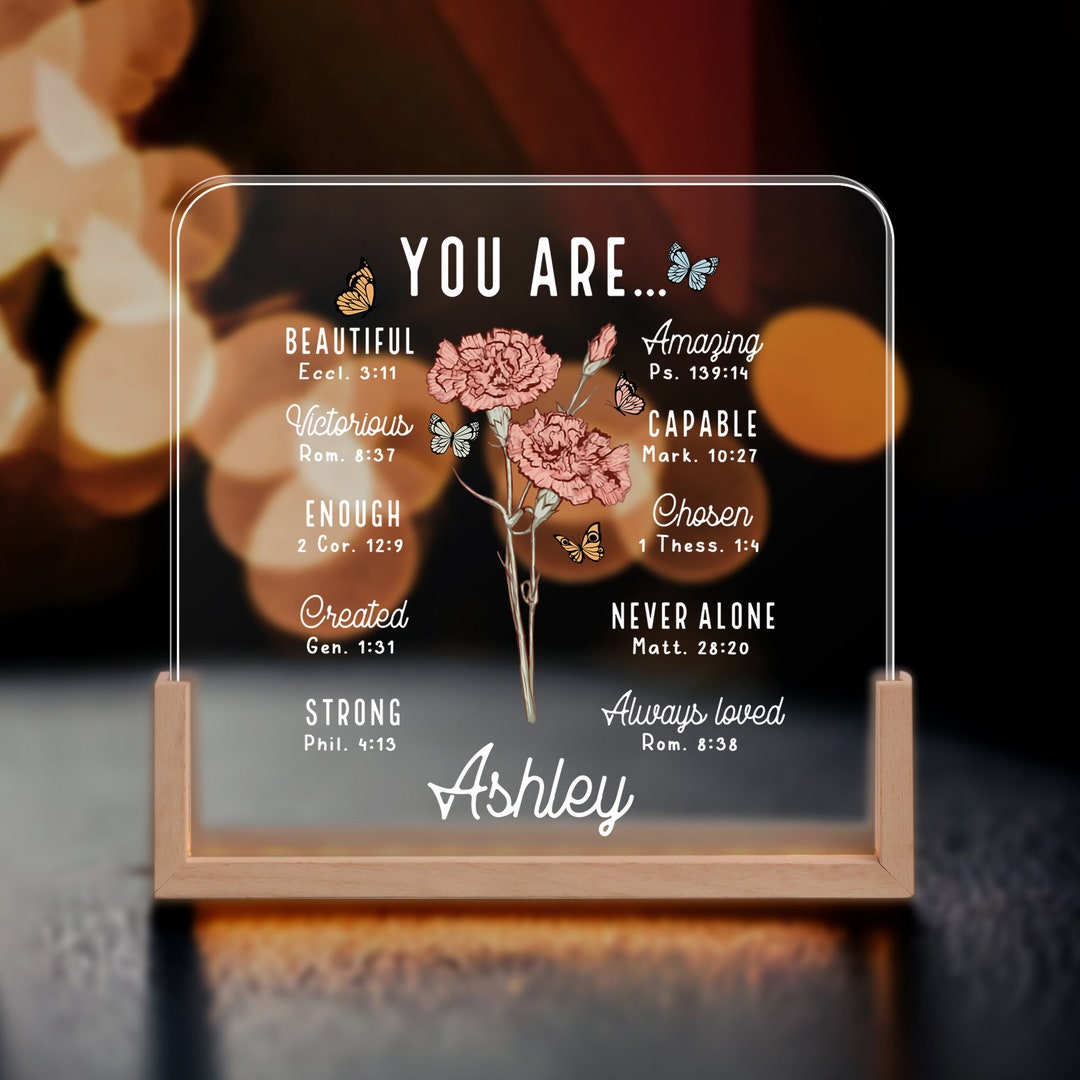 Personalized Bible Verse LED Light, Custom Faith Christian Birthday ...