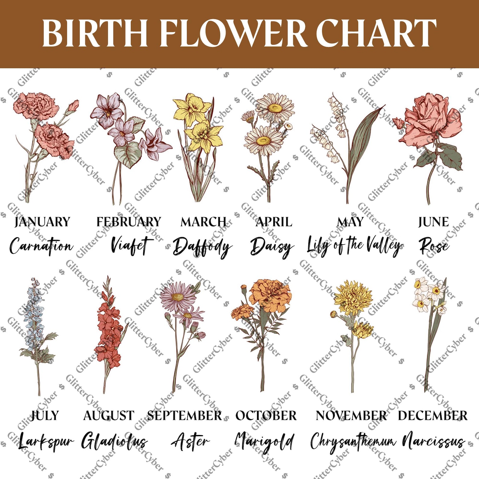 Luz nocturna LED con flores para el mes de nacimiento de la abuela ...