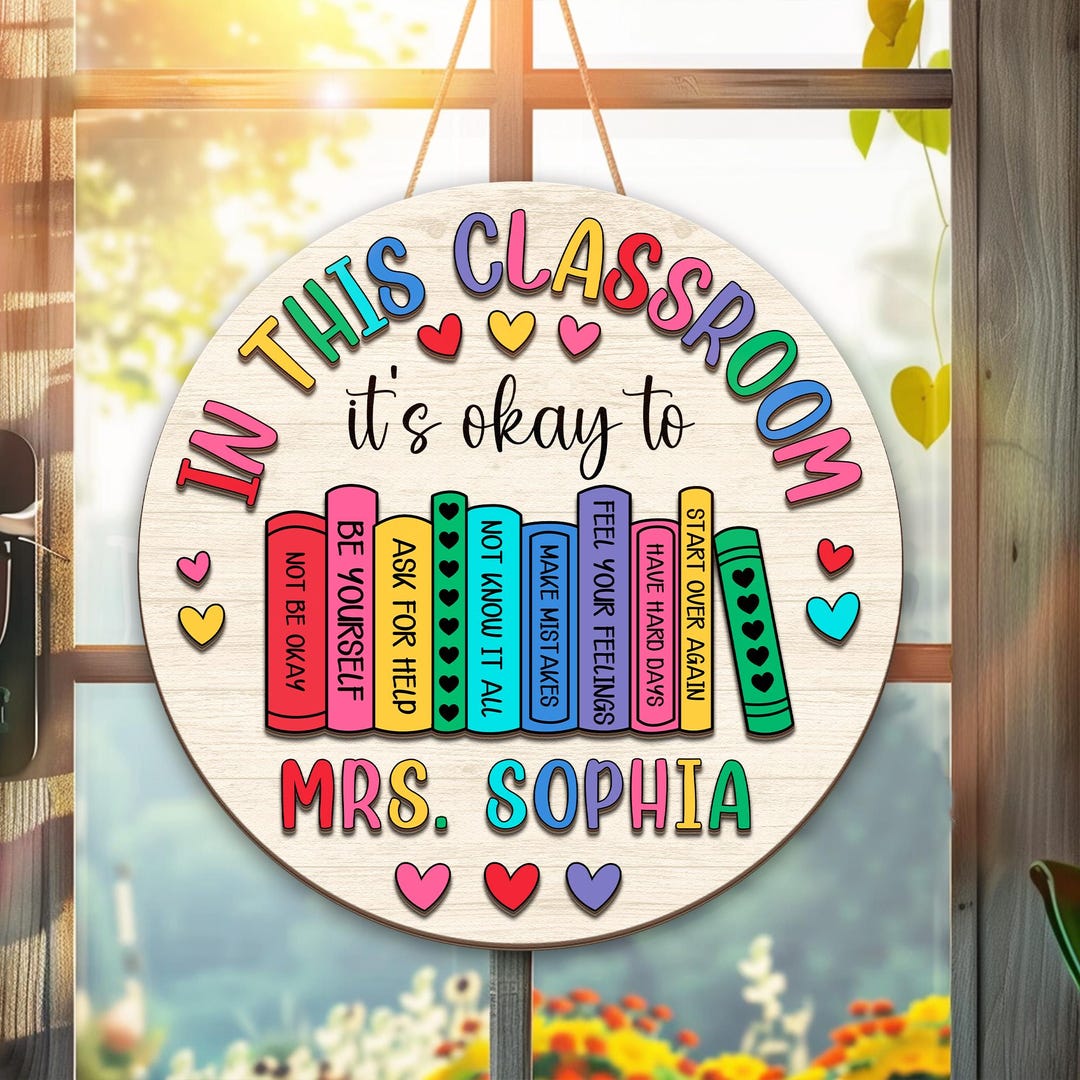 Personalized 3D Teacher Door Hanger, Custom Teacher Name Sign, in This ...