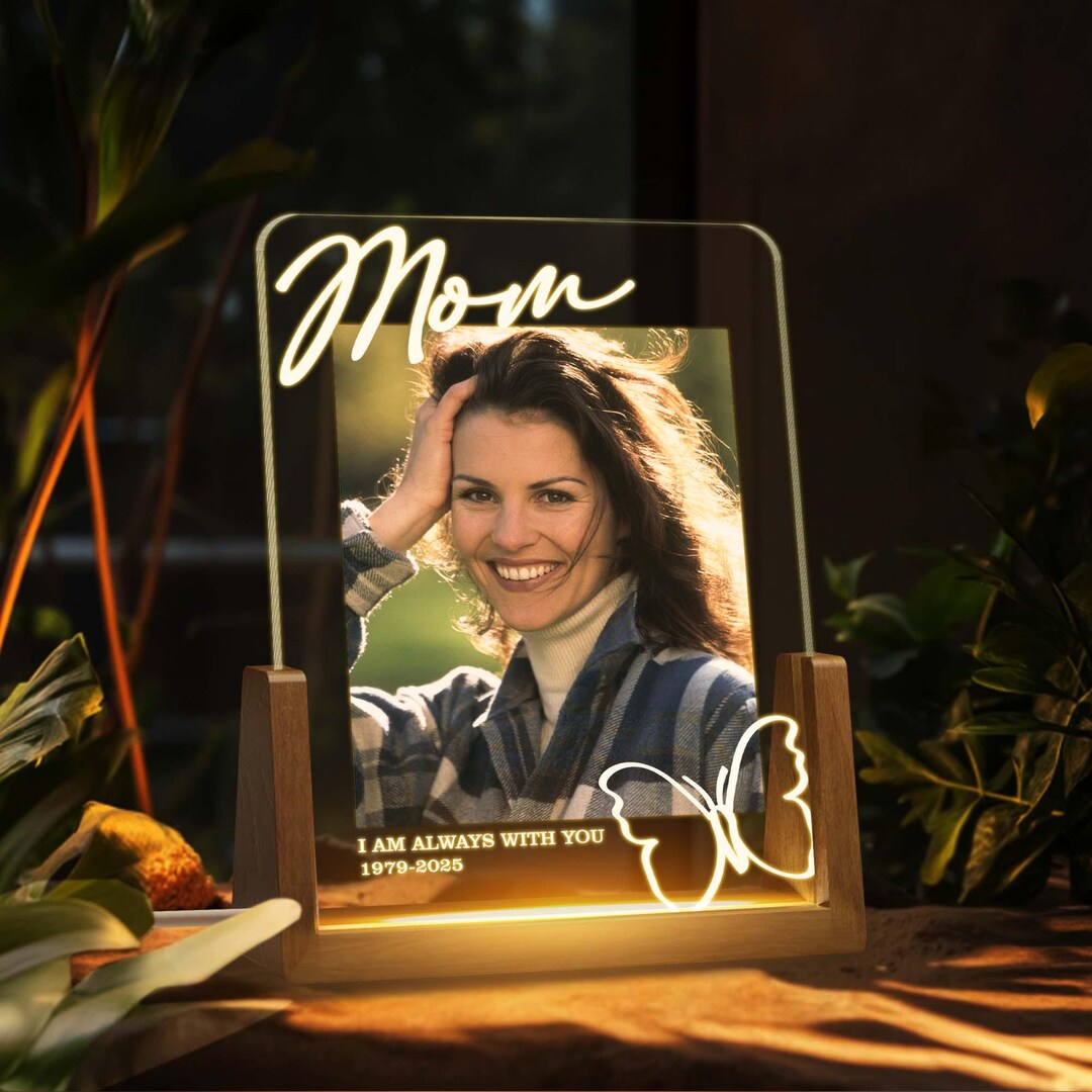 Personalized Memorial LED Night Light, Custom Photo Memorial Night ...
