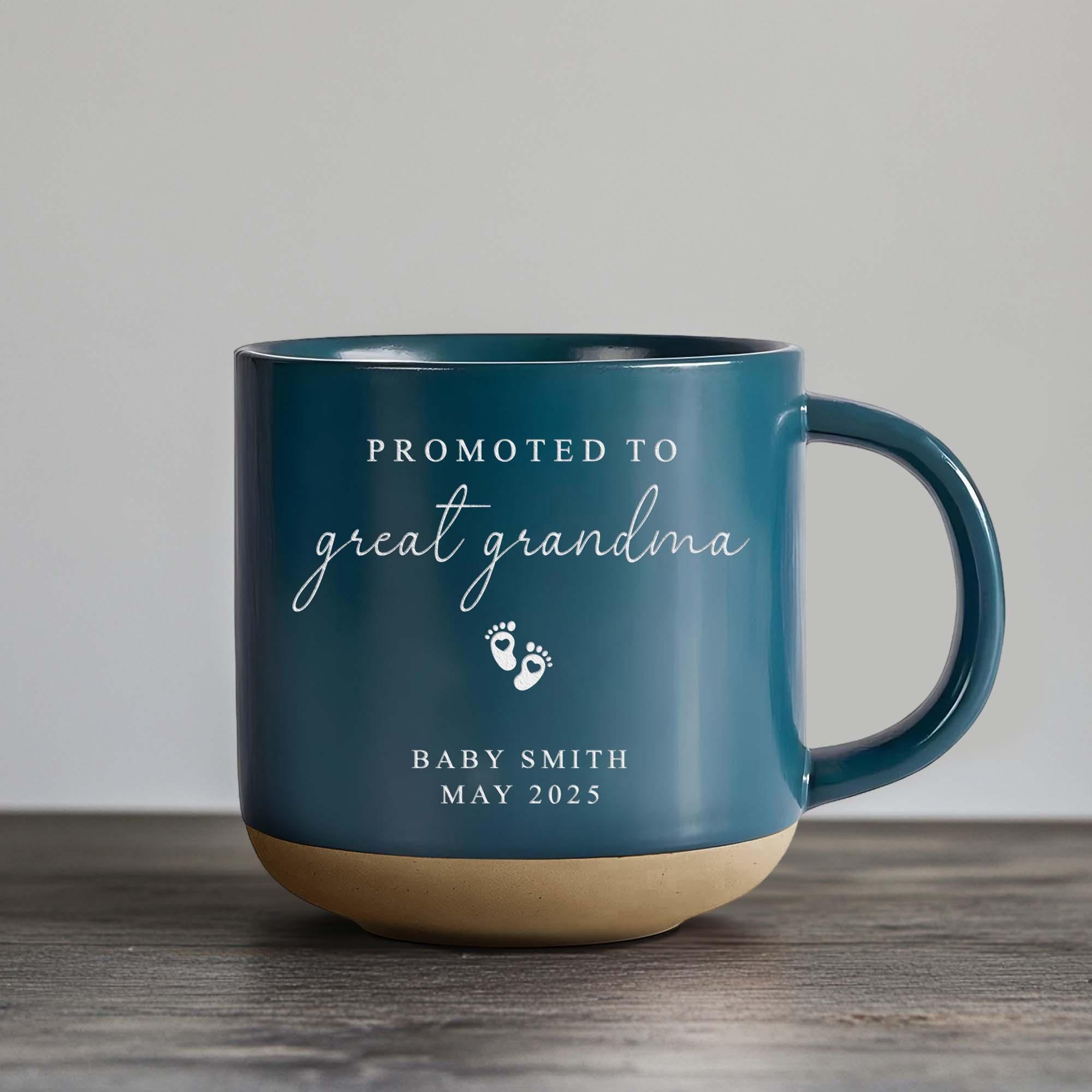 Personalized Promoted to Great Grandma Pottery Mug, Pregnancy ...