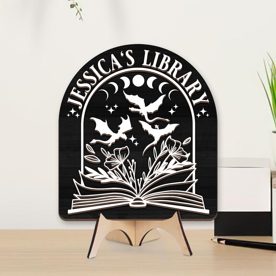 Personalized Library Sign, Custom Book Decor Color 3D Printed Bookish ...