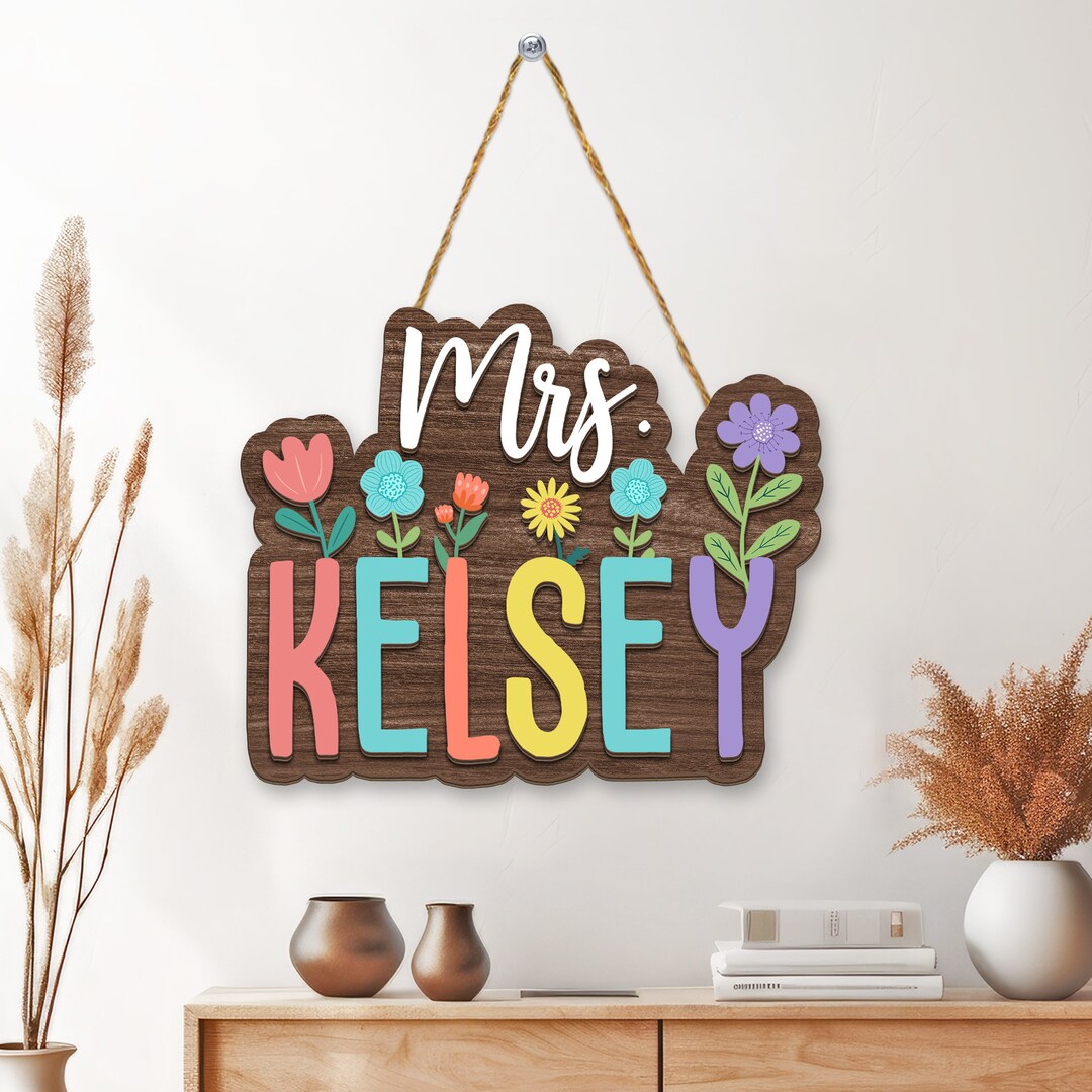 Personalized 3D Teacher Door Hanger, 3D Teacher Name Sign, Teacher ...