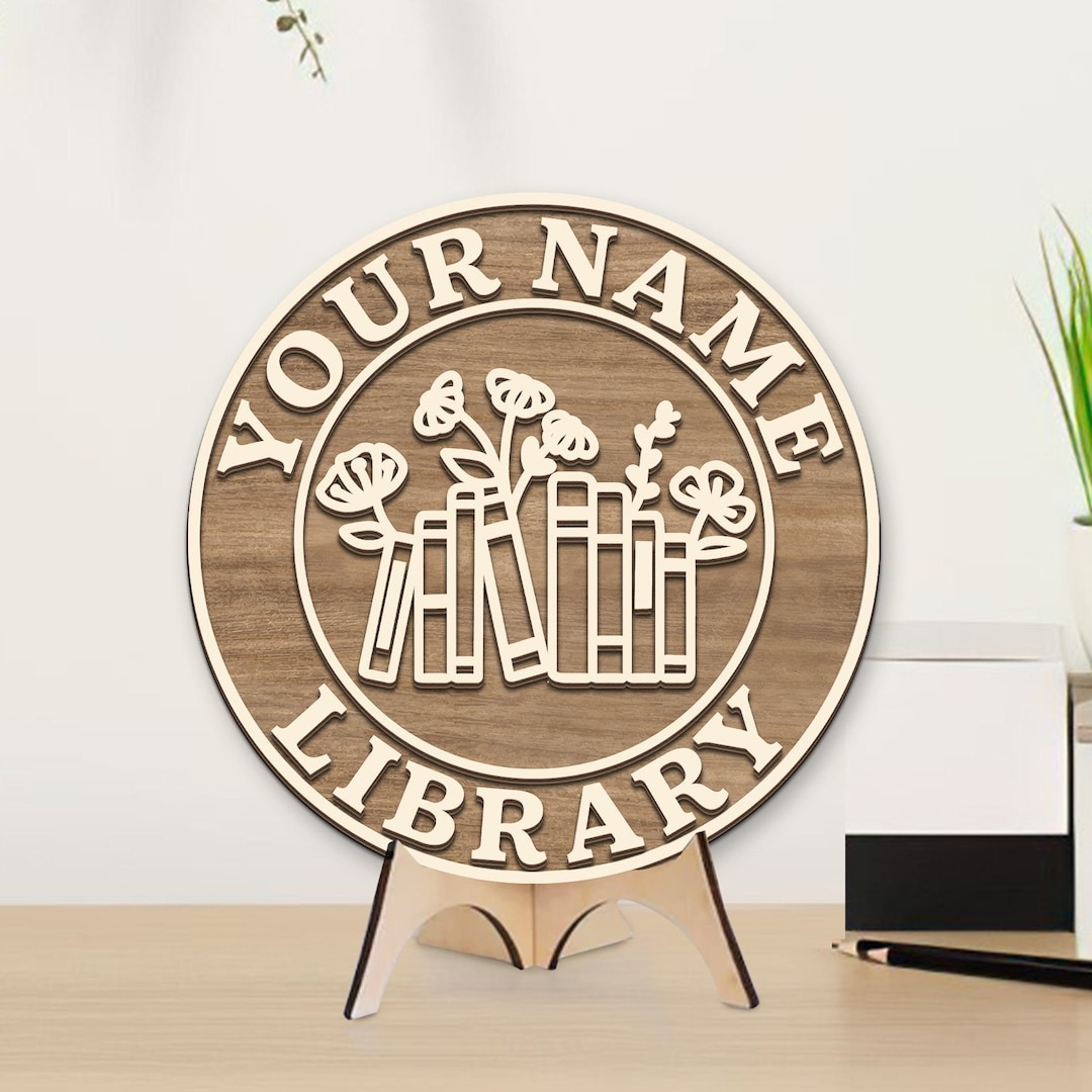 Personalized Library Sign Custom Book Decor Color 3D Printed Bookish ...