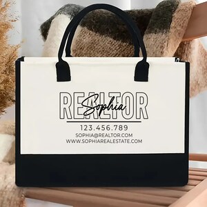Realtor Tote Bag, Personalized Business Tote Bag, Custom Real Estate ...