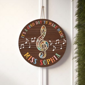 Music Teacher Door Sign, Personalized Wooden Sign Music, Music ...