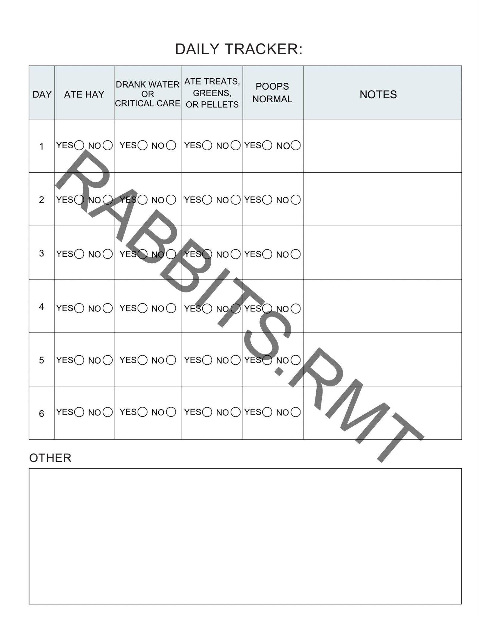 Bunny Neuter Fillable Guide | Pre-surgery Checklist, Post-op Tracker ...