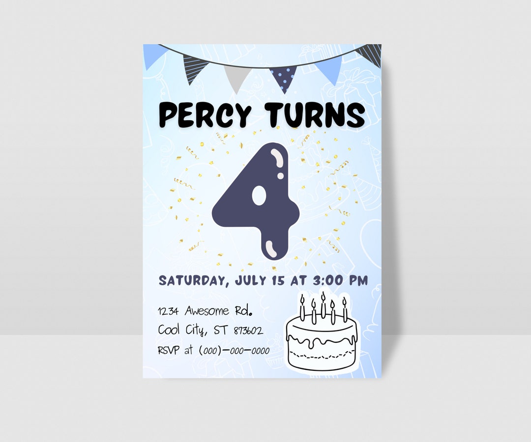 Editable Birthday Invitation Template, Boy Birthday, Blue Kids ...