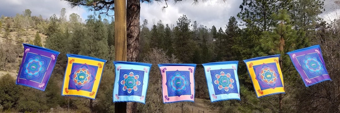 Heart Lotus Print Blessing Flags - Etsy