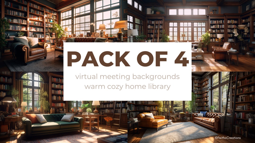 Zoom Background Warm Cozy Library Digital Background - Etsy