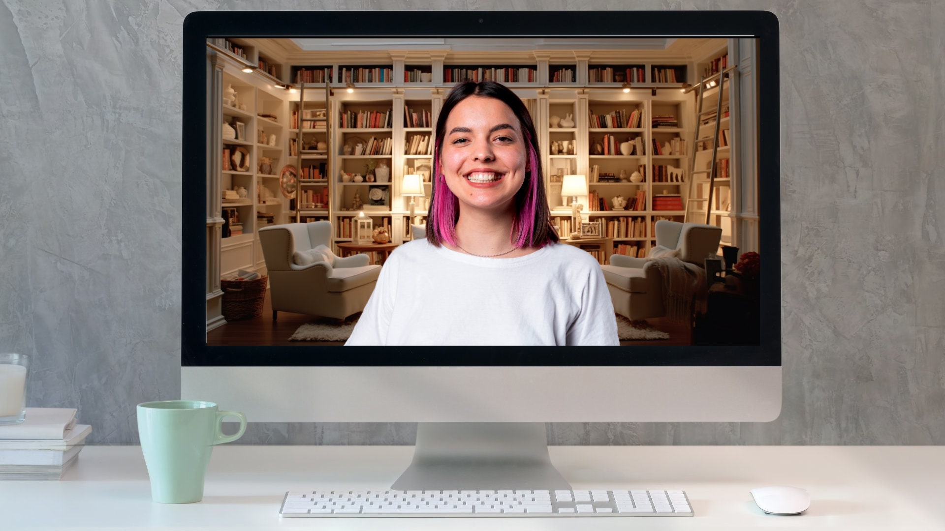 Zoom Background - Bright Cozy Library Digital Background - Etsy