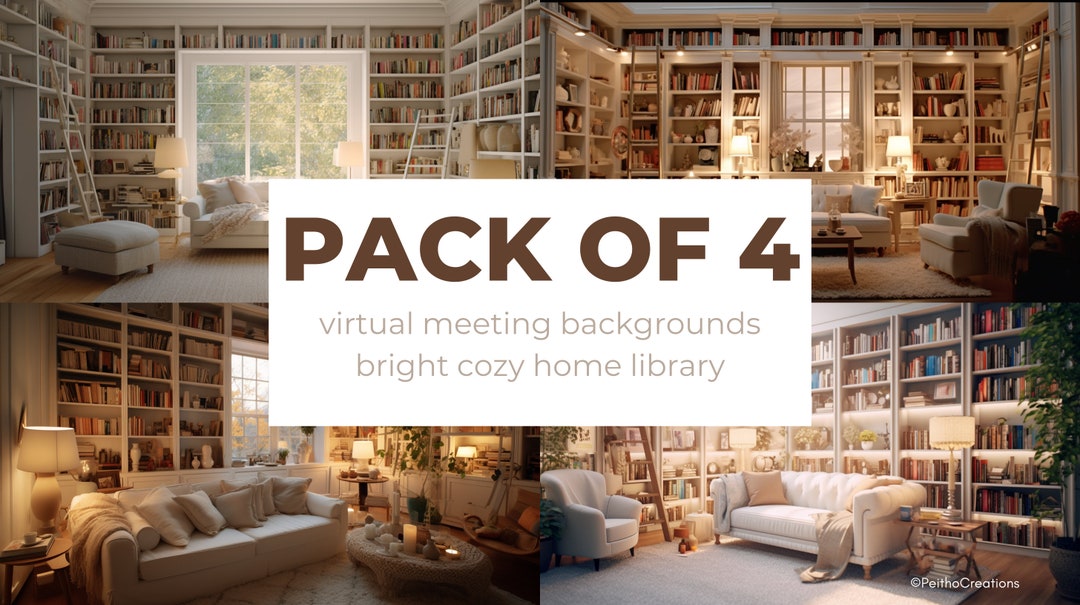 Zoom Background - Bright Cozy Library Digital Background - Etsy