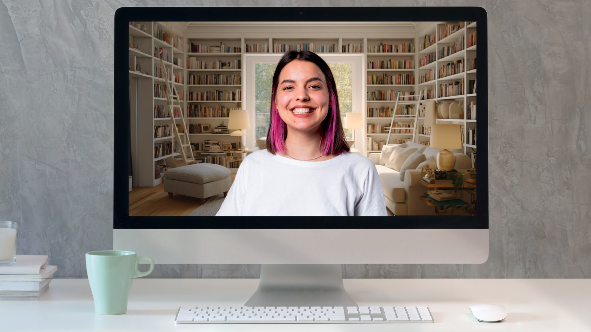 Zoom Background - Bright Cozy Library Digital Background - Etsy