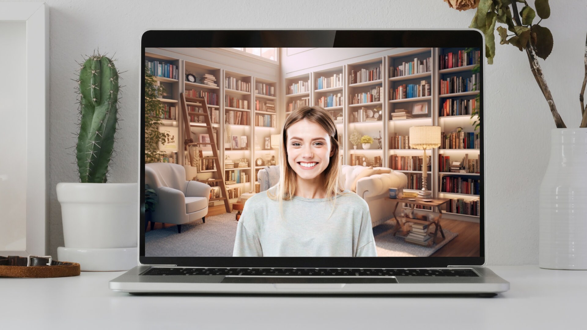 Zoom Background - Bright Cozy Library Digital Background - Etsy