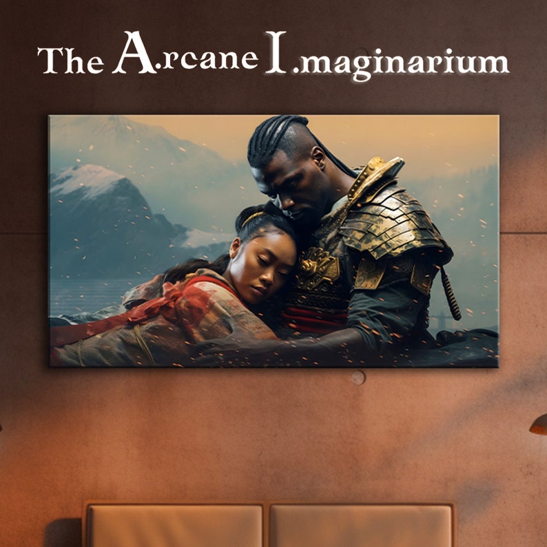 Samurai Sad Love, Afro-centric Digital Art, Abstract Wall Art, Living ...