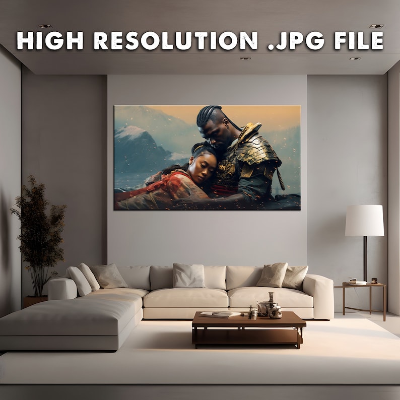 Samurai Sad Love, Afro-centric Digital Art, Abstract Wall Art, Living ...