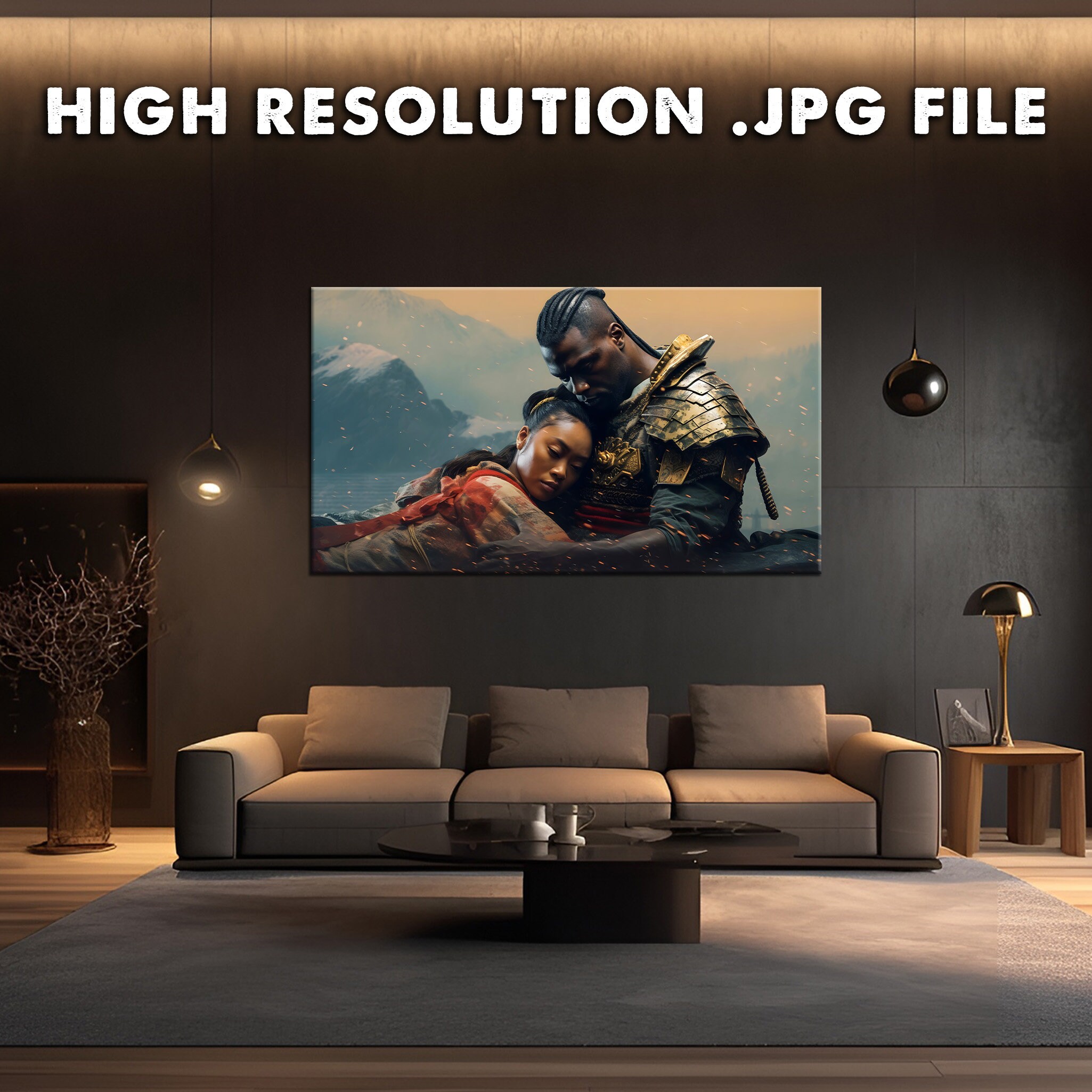 Samurai Sad Love, Afro-centric Digital Art, Abstract Wall Art, Living ...