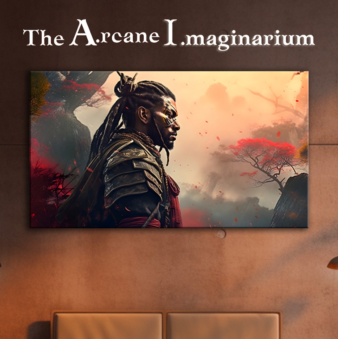 Samurai Sad Love, Afro-centric Digital Art, Abstract Wall Art, Living ...