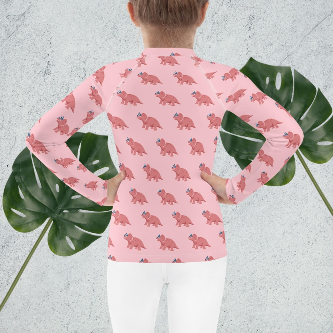 Kids Pink Dino Rash Guard - Etsy