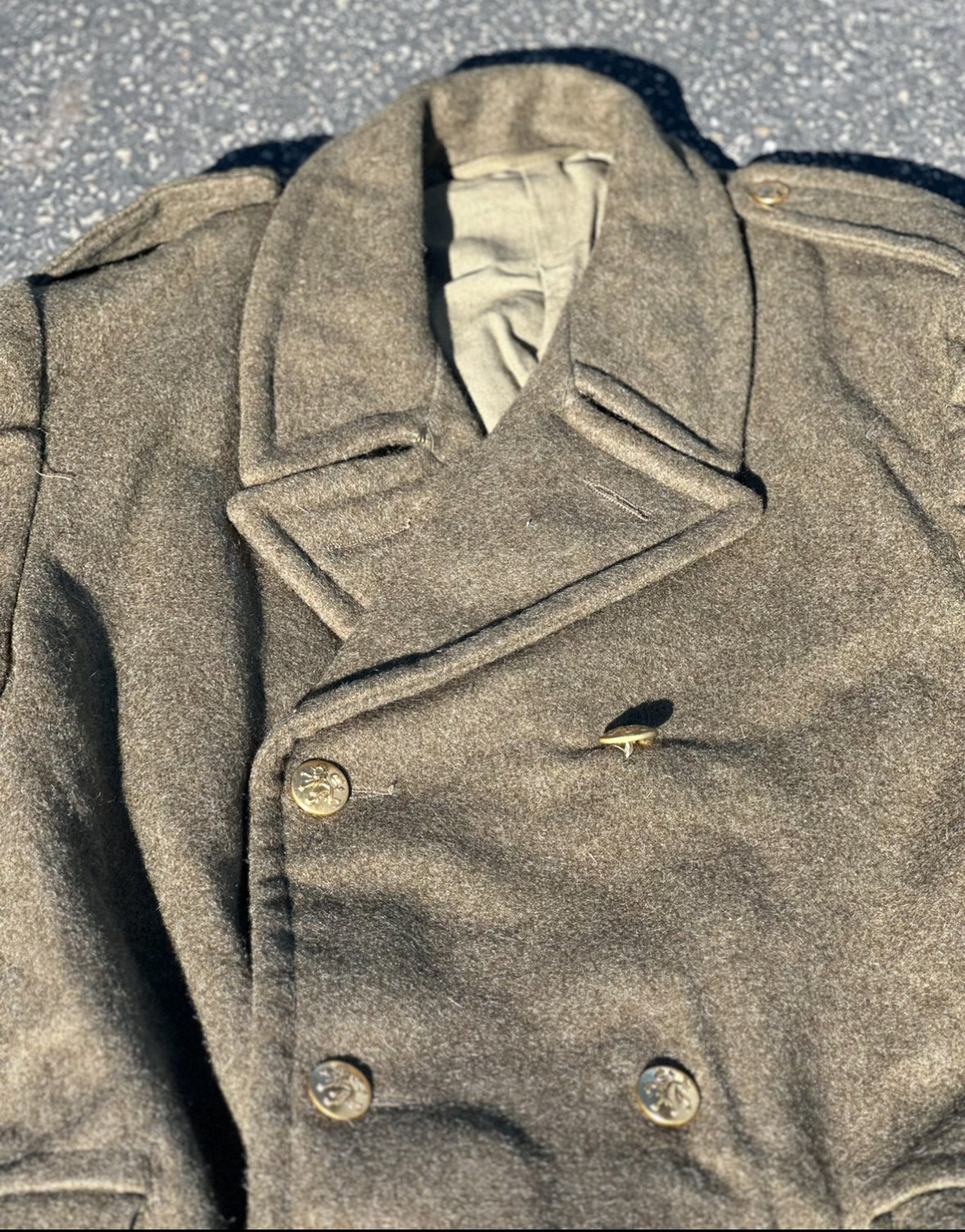 Vintage 1967 Belgian Army Wool Trench Coat SZ 5E/F Olive Drab and Gold ...