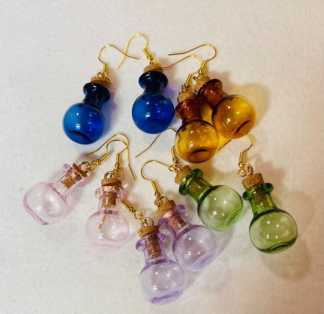 Single Round Glass Bottle Earring - Etsy