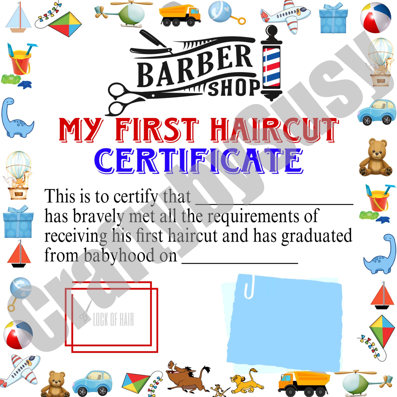 My First Haircut Certificate - Etsy