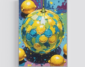 Disco Lemon Art Print Wall Art Poster Glam Disco Ball Lemon Preppy ...