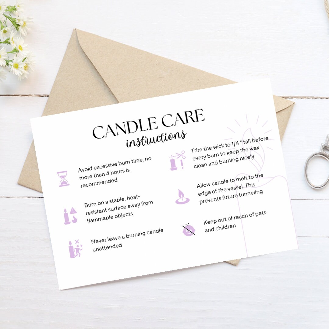Candle Care Card Template, Candle Safety Card, Candle Safety Template ...