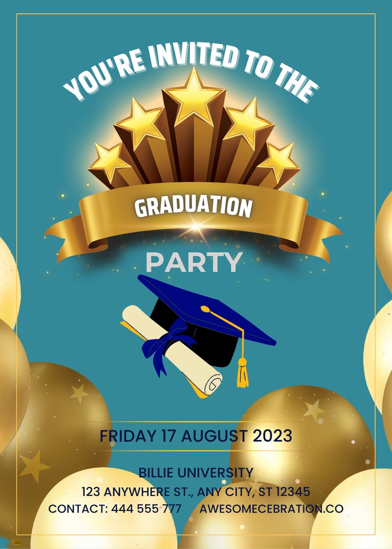 GRADUATION INVITE, DIGITAL Grad Invite, Luxury Invitations, Instant ...