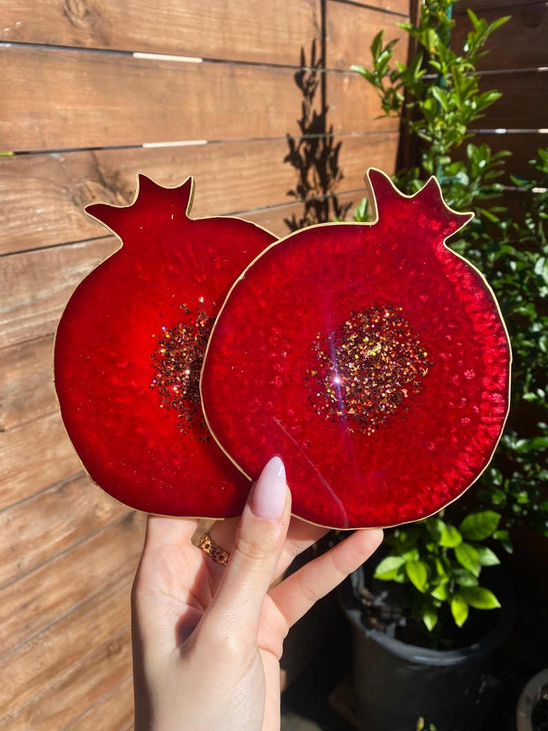 Pomegranate Coasters, Resin Coasters for Home, Homeware Gift. - Etsy