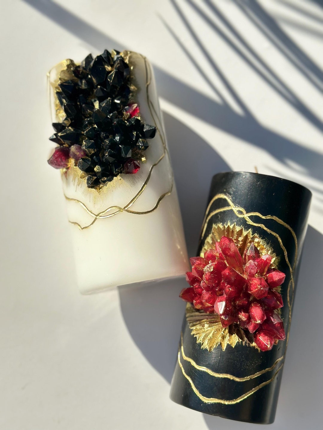 Geode Small Luxury Crystal Pillar Candle - Etsy