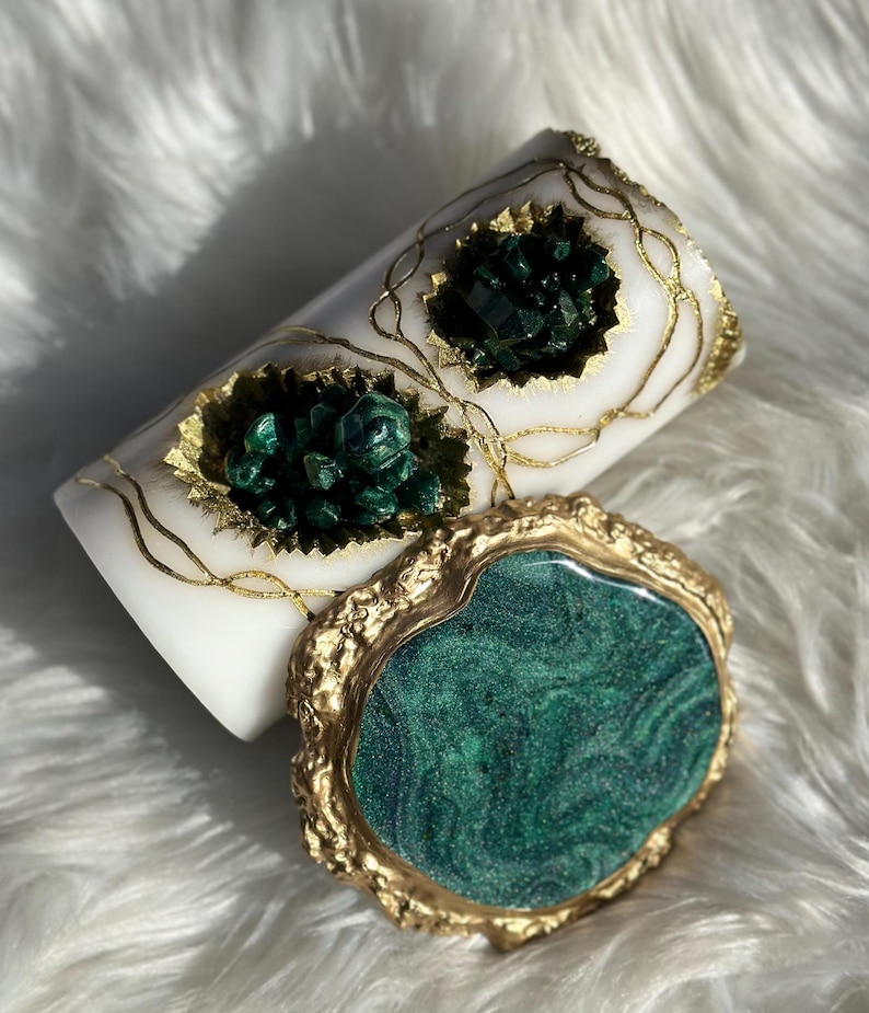 Small Luxury Geode Crystal Pillar Candle - Etsy