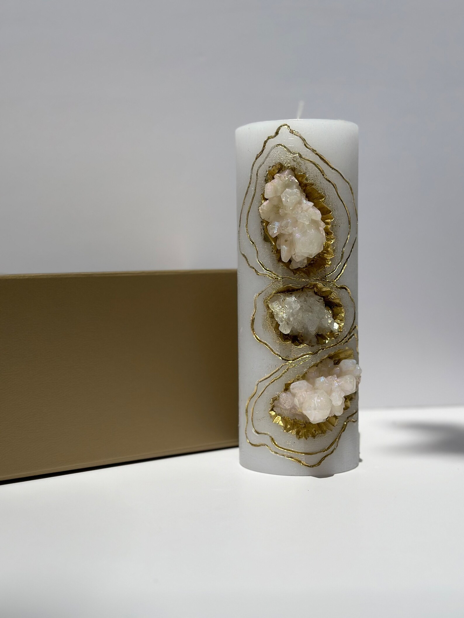 Large Luxury Geode Crystal Pillar Candle - Etsy
