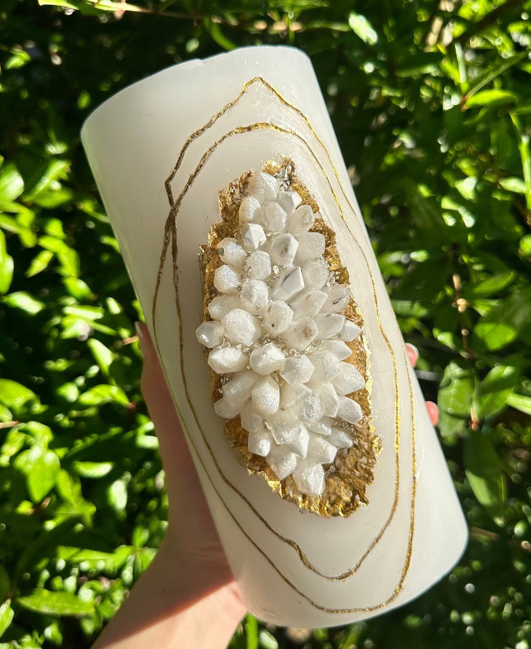 Large Luxury Geode Crystal Pillar Candle - Etsy